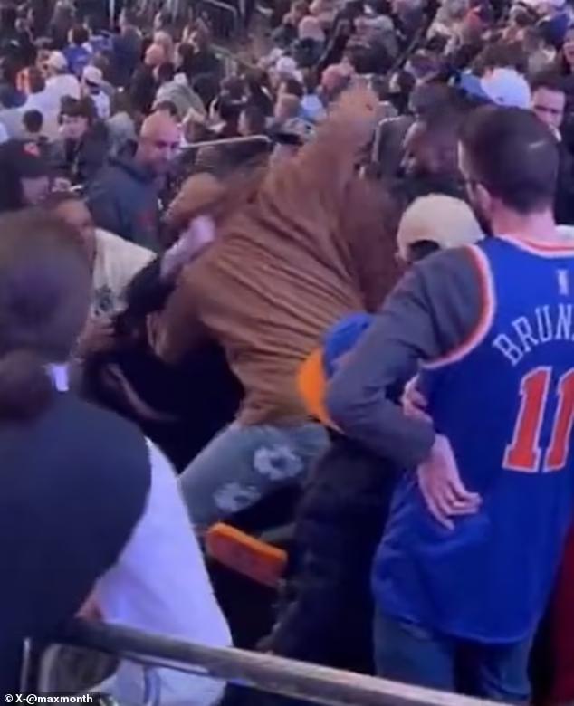 Knicks fans pummel each other in the stands at MSG as shocking video ...