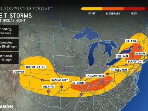Severe thunderstorm risk to stretch from Midwest to Northeast