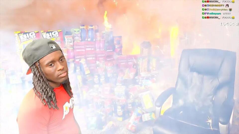 Kai Cenat appears to destroy his home in fireworks stunt with MrBeast ...