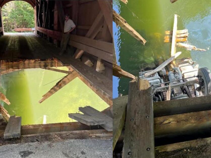 Covered bridge collapse in Gorham injures one, prompts investigation