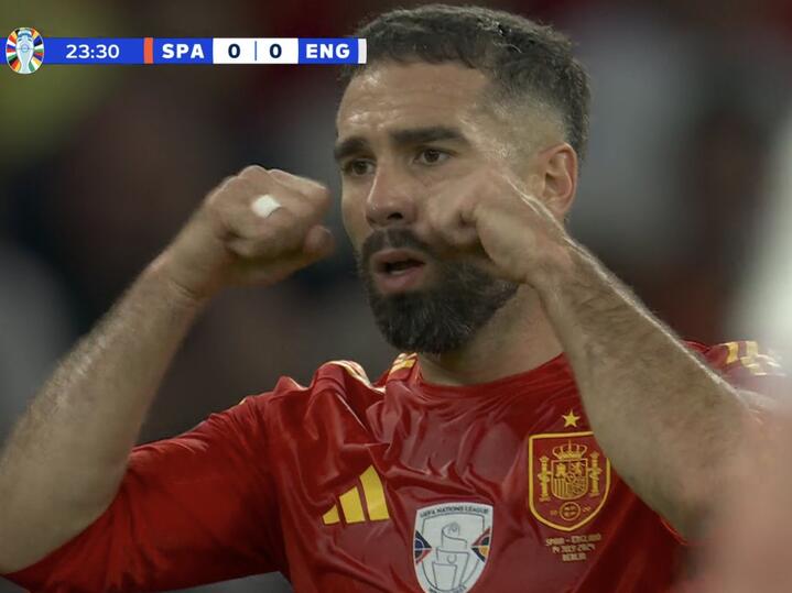 Dani Carvajal mocks England players with 'crying' gesture in Euro 2024 ...