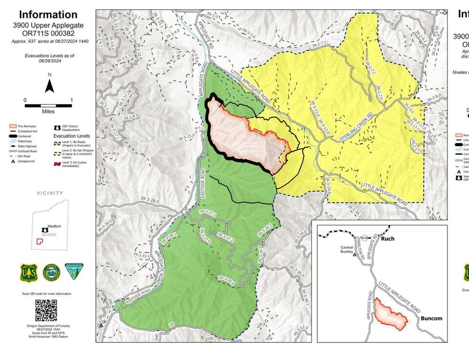 Upper Applegate Fire remains 937 acres, 15% mopped up