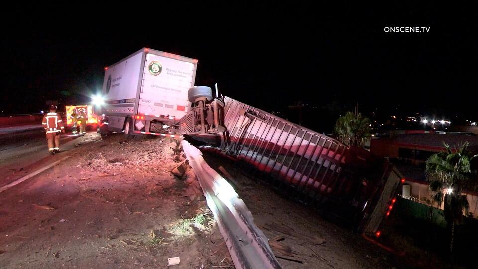Semi Hauling Double Trailers Crash, Redlands, CA - NewsBreak