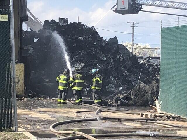 Firefighters battle large warehouse fire in Southwest Baltimore
