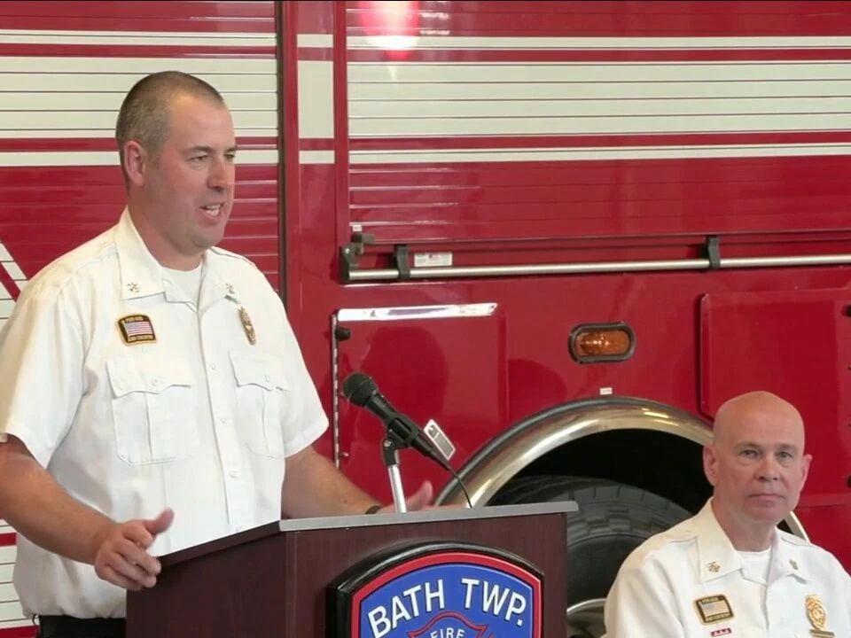 Bath Township Fire Chief, Joe Kitchen, swears in Brock Yingling as ...