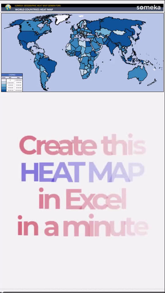 World Geograpghic Heat Map Generator. Excel Template to create World ...