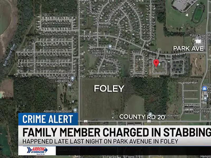 Foley PD: Family member charged in stabbing death