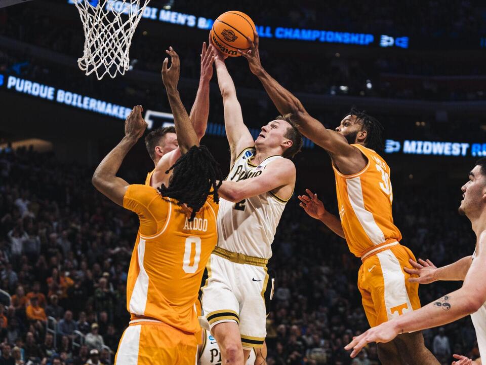3/31/24 Elite Eight, Fletcher Loyer blocked