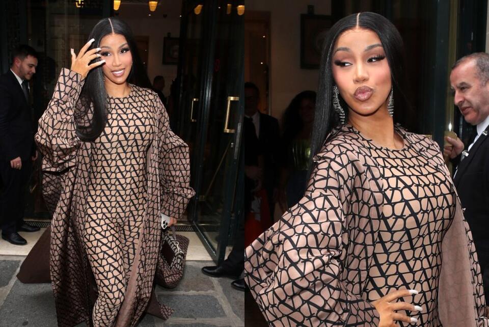Serve! Cardi B Looks Incredible In A Valentino Jumpsuit As She Leaves ...