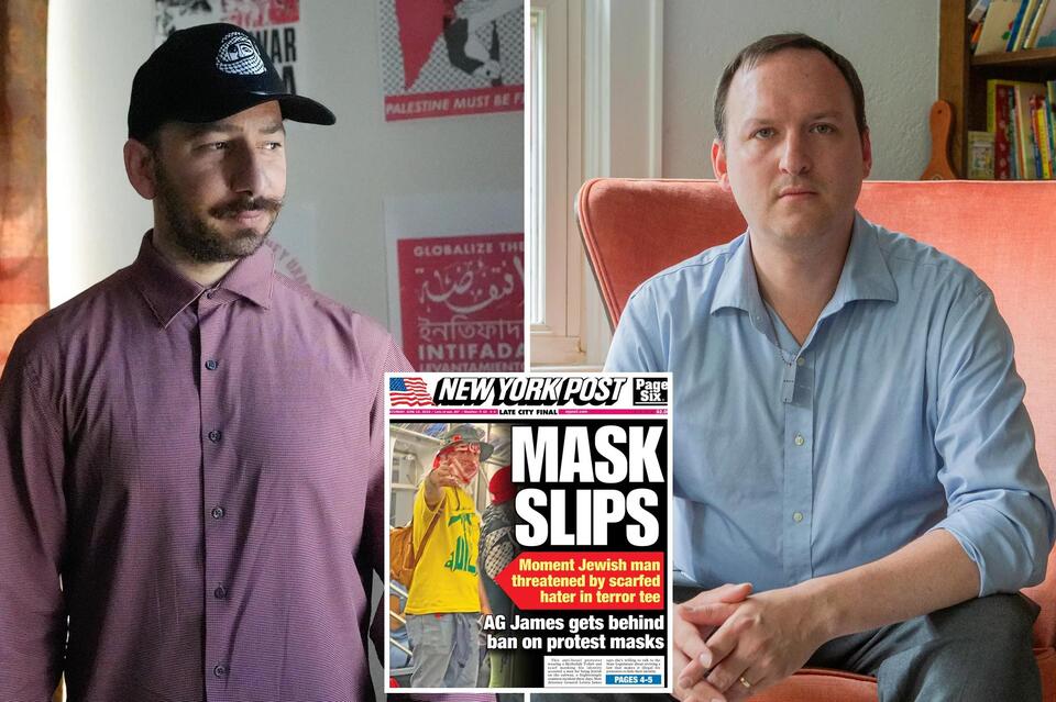 Masked anti-Israel protester sporting Hezbollah t-shirt arrested months ...