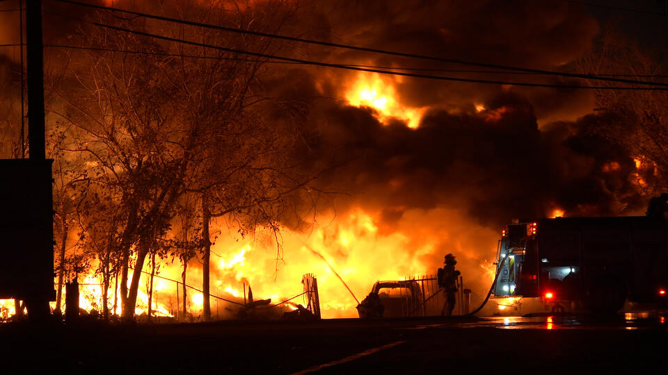 Firefighters battled massive two-alarm warehouse fire overnight in ...
