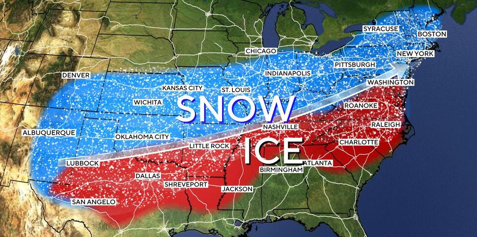 Maps show where winter storm will bring ice, snow, brutal cold this ...