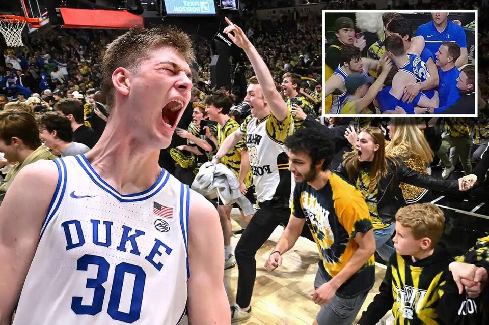 Duke star Kyle Filipowski injured after Wake Forest fans storm court ...