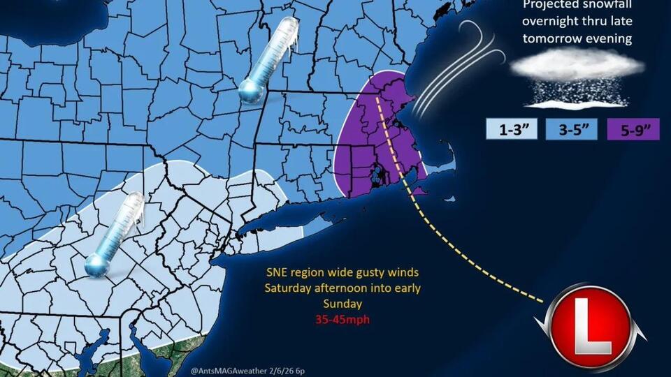 New Northeast Snow Map Shows 5–9 Inches for Eastern Massachusetts as ...