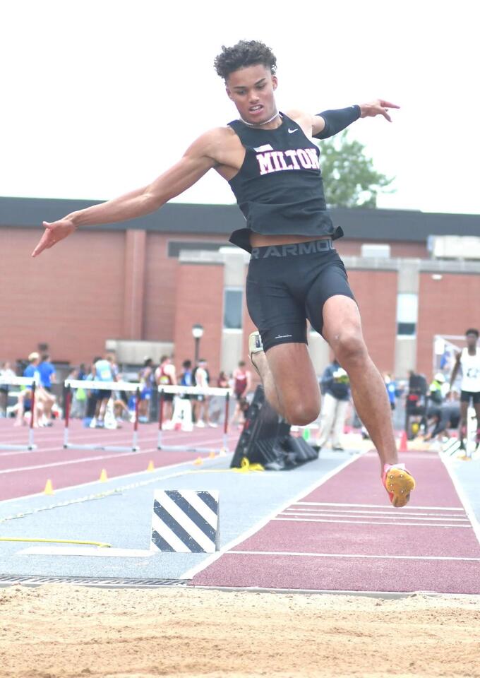 On his final long jump attempt, Milton's Ethan Mitchell captures a ...