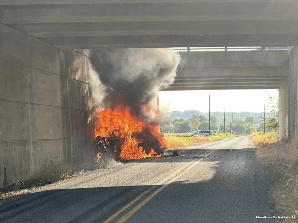 Car Falls from PA Overpass, Catches Fire; One Hospitalized - NewsBreak