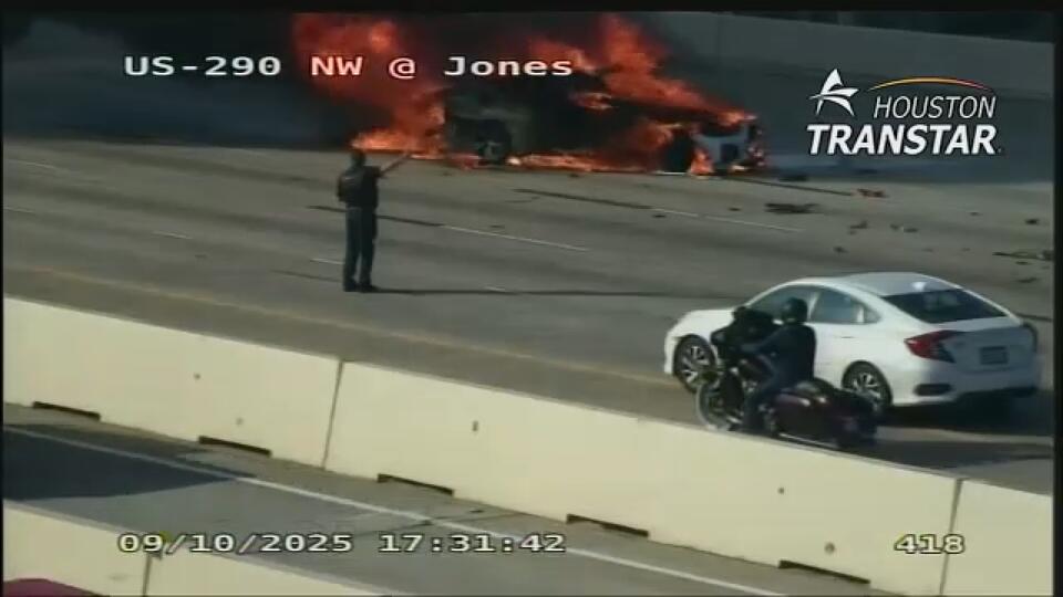 3 Wanted After Stolen Car Chase Ends In Fiery Jersey Village Freeway