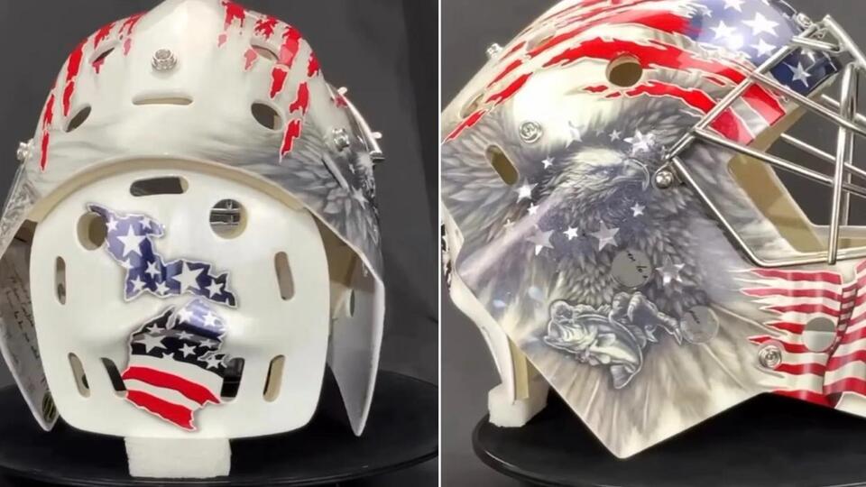 Hellebuyck's Team USA mask shows off home state of Michigan, bald eagle ...