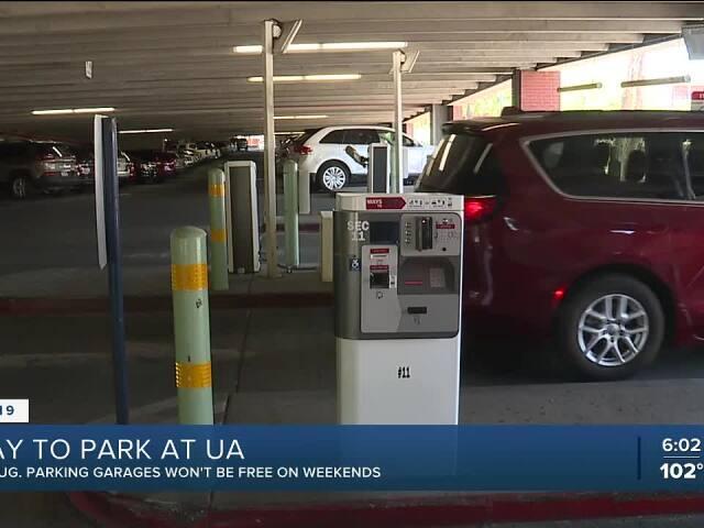 Parking on the weekends at UArizona garages won't be free anymore