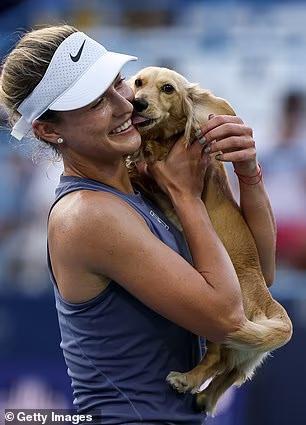 Hilarious moment tennis star's pet dog storms the court at DC Open ...
