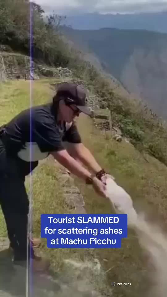 The shocking moment a female tourist was filmed scattering what appears ...