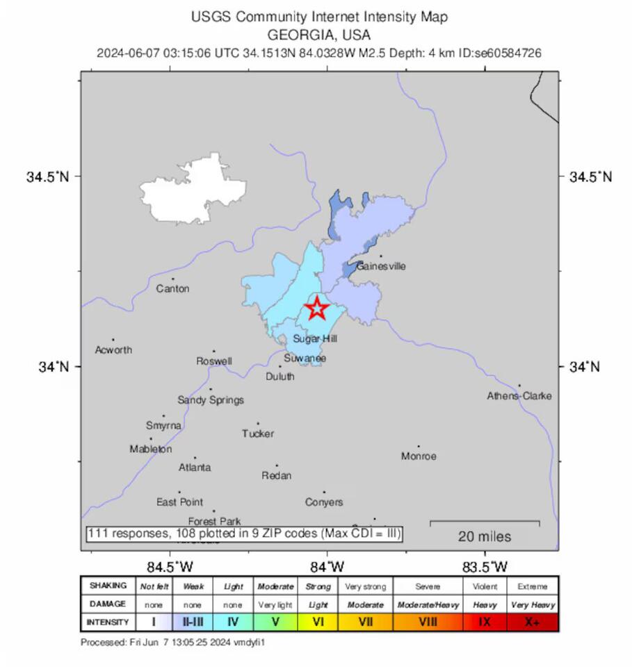 Late-night earthquakes shake north metro Atlanta, geological survey ...