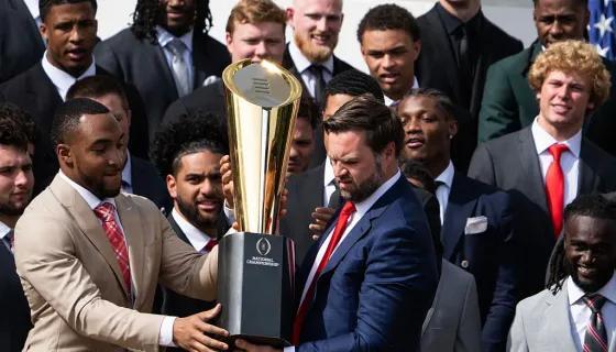JD Vance Drops Ohio State’s Championship Trophy At The White House ...