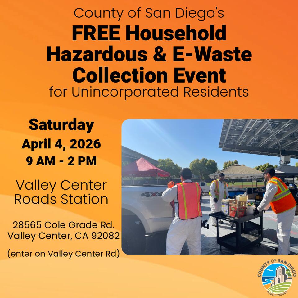 Free hazardous waste drop-off in Valley Center Apr 4 - NewsBreak