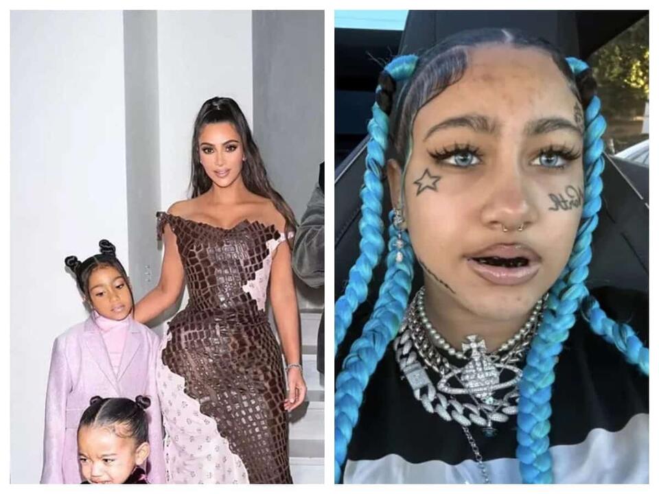 Kim Kardashian on how daughter North reacted to online backlash over fake tattoos and piercings ...