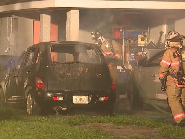 Firefighters put out car fire in Fort Myers driveway - NewsBreak