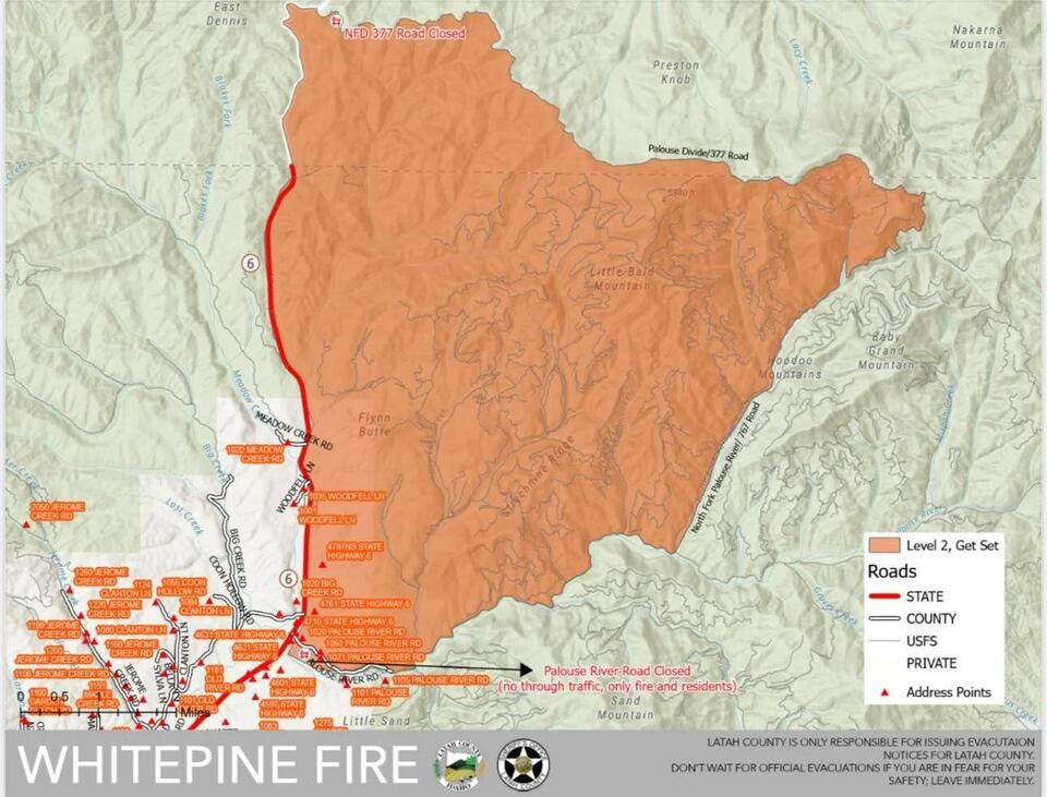 Whitepine fire sparks evacuation warnings near Palouse River - NewsBreak
