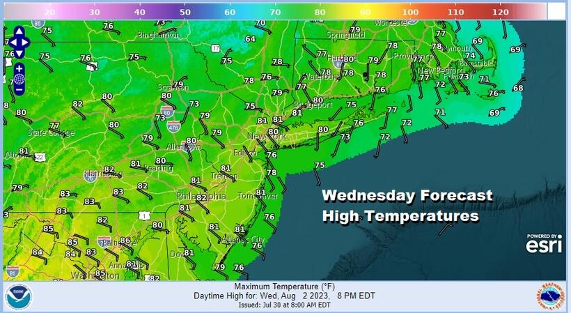 One more day of low humidity Northeast Mid Atlantic before changes ...