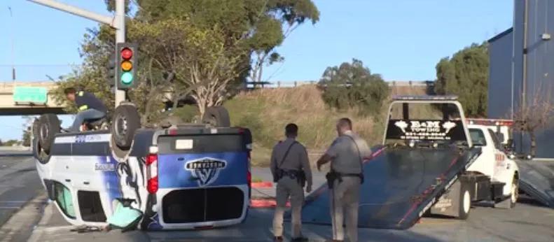 School van flips with students inside after being crashed into - NewsBreak