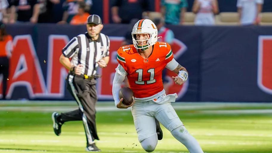 Miami WR Malachi Toney throws touchdown pass to quarterback Carson Beck ...