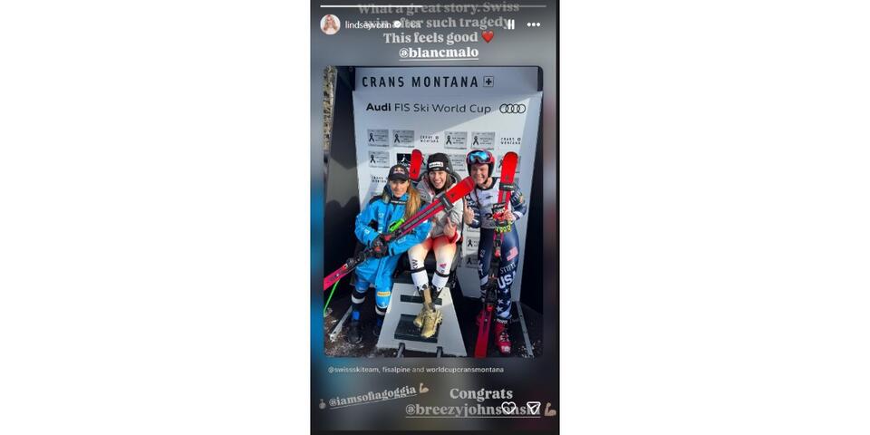 Lindsey Vonn reacts to teammate Breezy Johnson winning bronze shortly ...