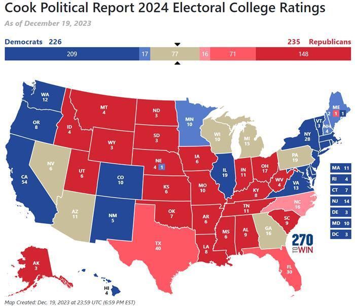 Updated Cook Political Report Electoral Map - NewsBreak