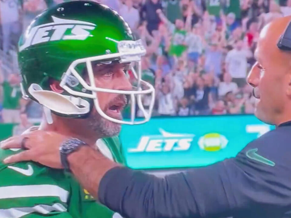 Aaron Rodgers' Heated Sideline Interaction with Robert Saleh Goes Viral