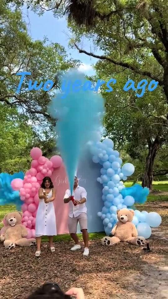 Two years ago with their first gender reveal.💙 Now celebrating another ...