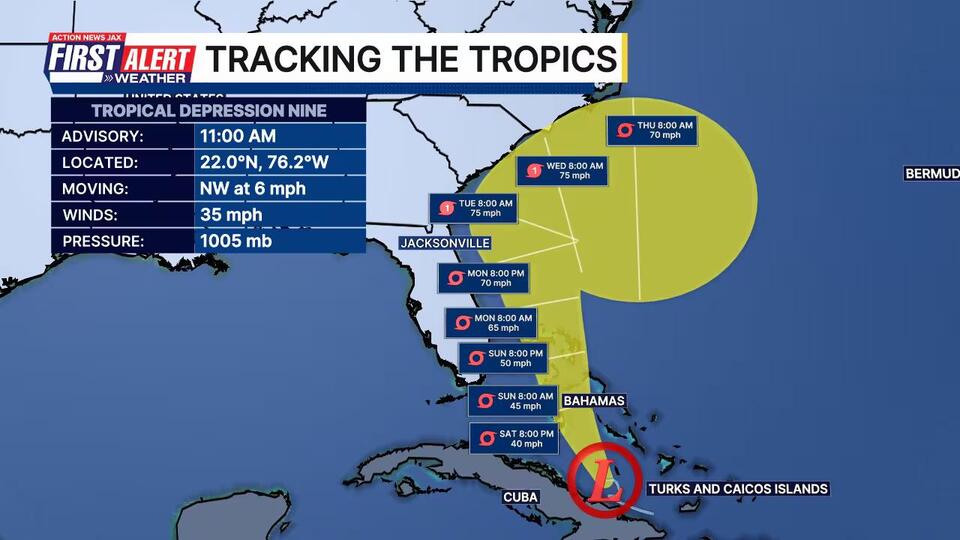 Tracking the Tropics: Tropical Depression Nine forms - NewsBreak