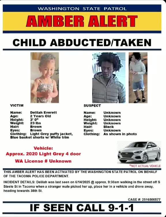 Tacoma Police on Scene Kidnapping – Amber Alert Issued Tacoma, WA ...