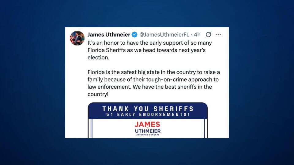 51 Florida Sheriffs Endorse State Attorney General James Uthmeier ...