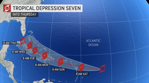 Tropical Depression 7 develops in open waters of Atlantic - NewsBreak
