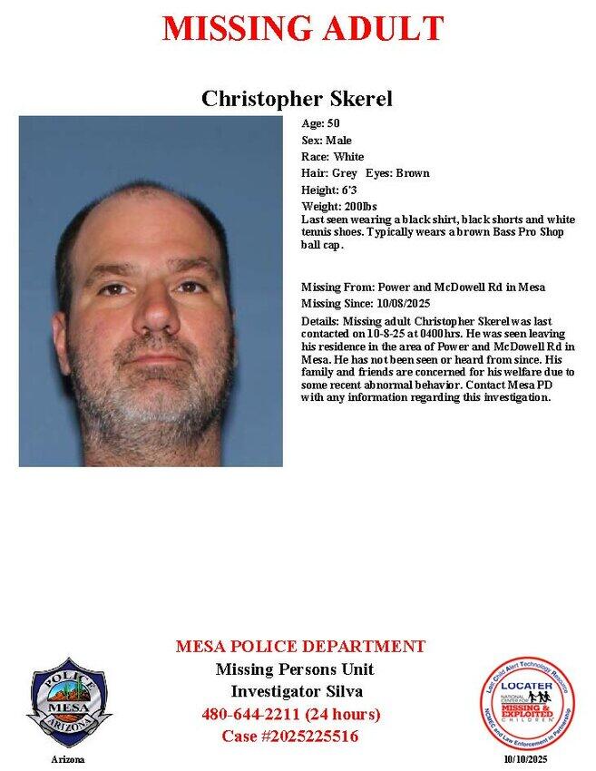 Christopher Skerel, 50, missing from Mesa, police say - NewsBreak