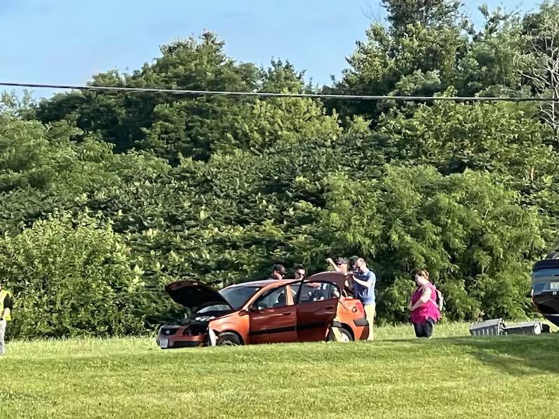 Crash on Kirkwood Boulevard in Cedar Rapids leaves car upside down