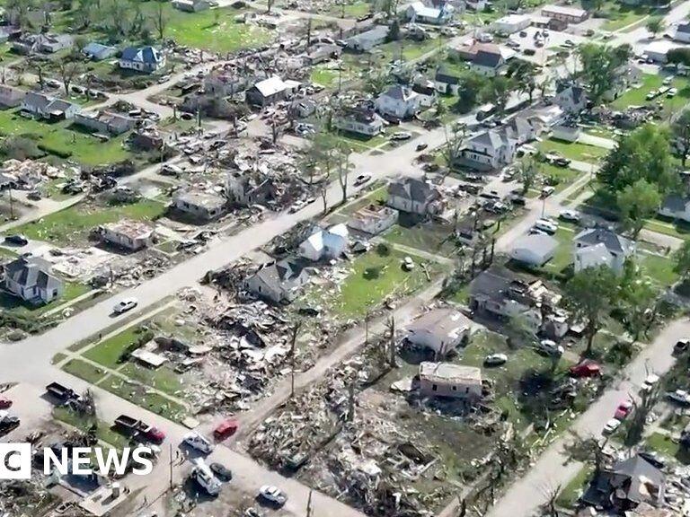 Drone shows path of destruction after deadly Iowa tornadoes