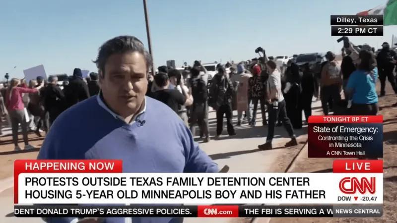 'Oh!' CNN reporter startled as chaos erupts outside ICE facility ...