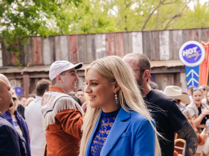 Kelsea Ballerini Embraces Sheer Trend in Starry Top and Blue Power Suit ...
