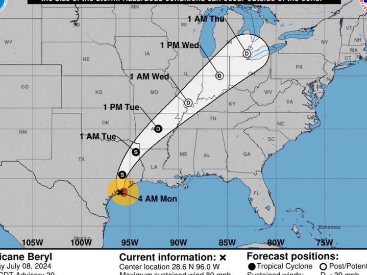 Chilling weather maps show Hurricane Beryl's path of destruction as ...