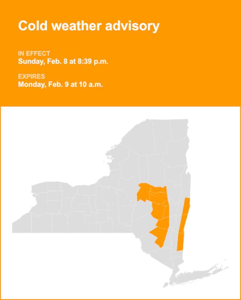 NY weather update: Cold weather advisory for part of New York until ...