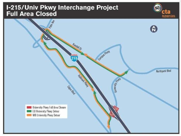 I-215 interchange construction project near Cal State San Bernardino ...